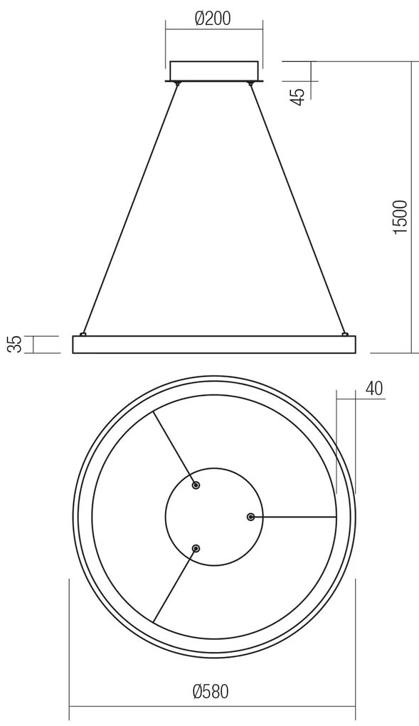 Redo group Redo Iconic, bílé závěsné svítidlo LED 50W 3000/4000K, tříkrokové stmívání, průměr 58cm