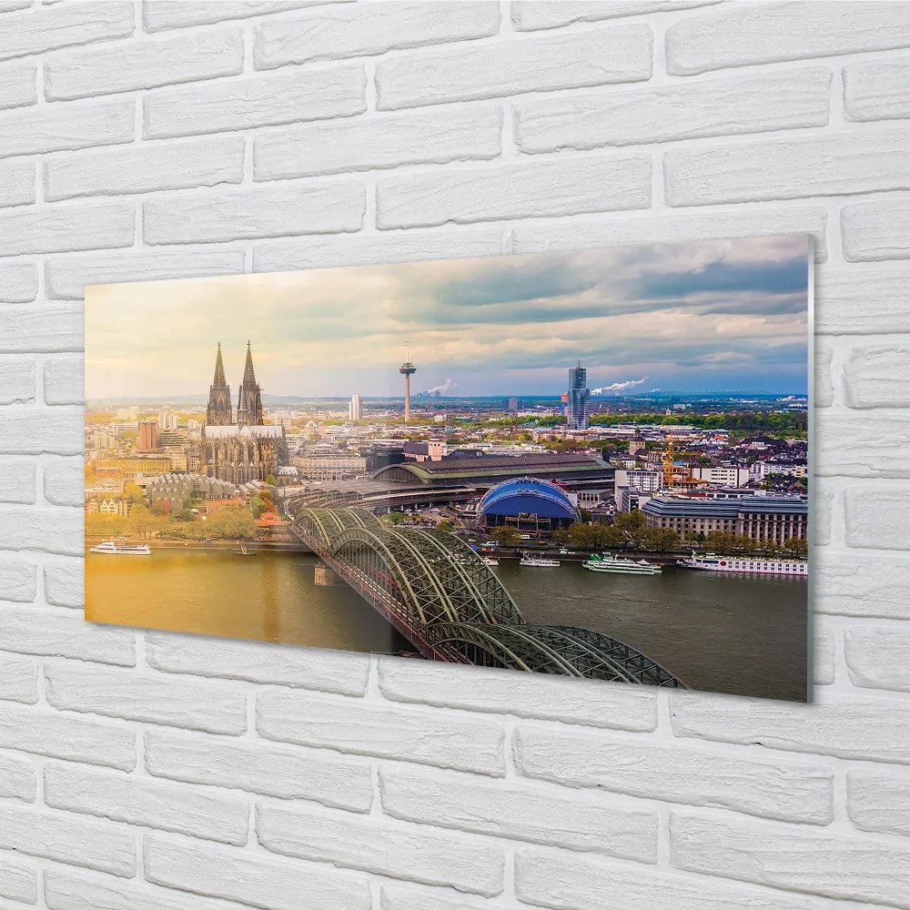 Skleněný panel Německo panorama říční mosty 100x50 cm