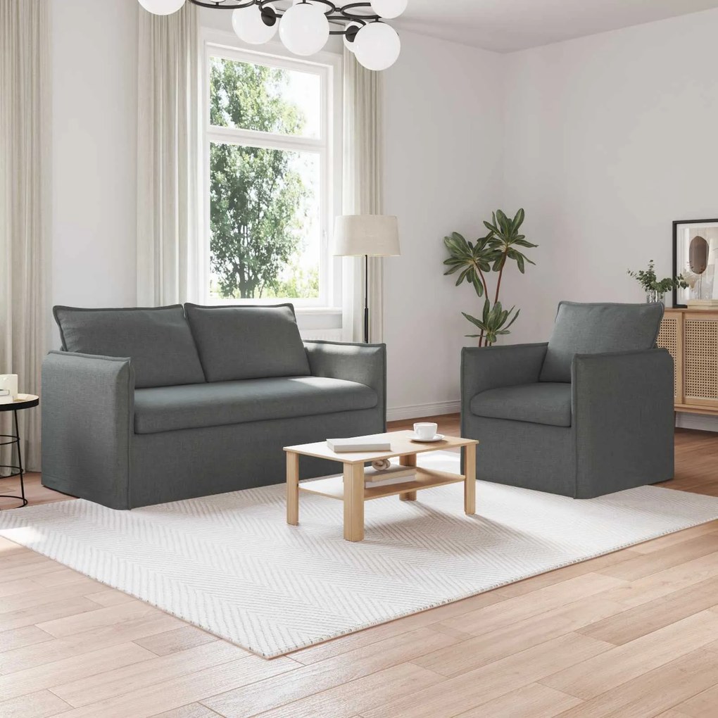 Set pohovek 2 ks Tmavě šedá Textil 3407568