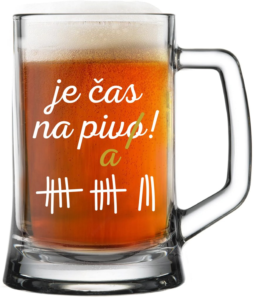 JE ČAS NA PIVO! - pivní sklenice 0,5 l