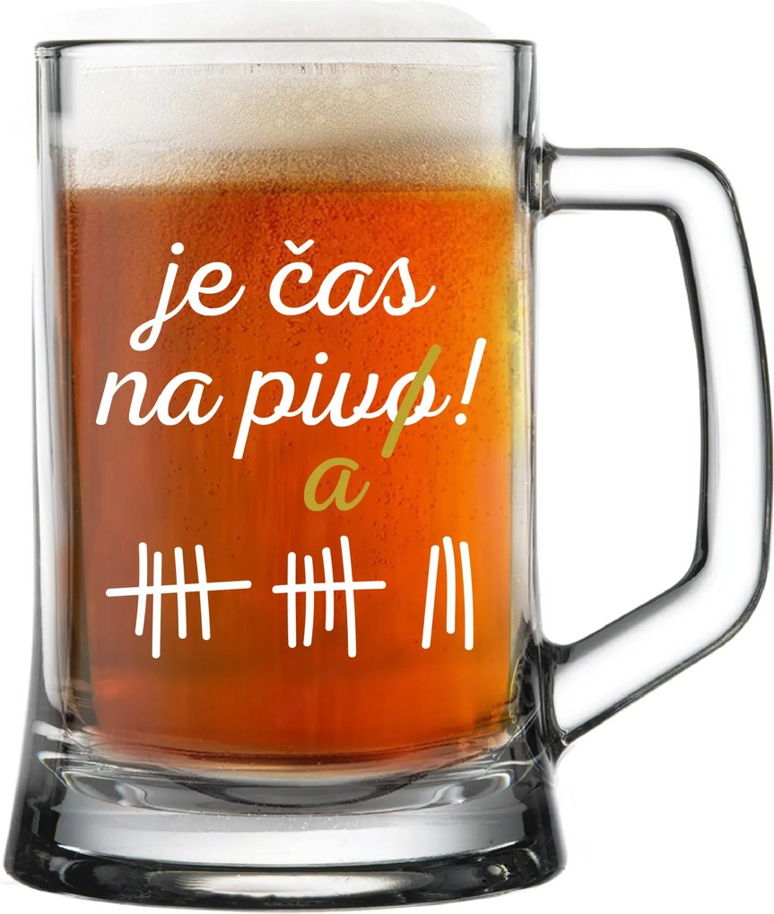 JE ČAS NA PIVO! - pivní sklenice 0,5 l