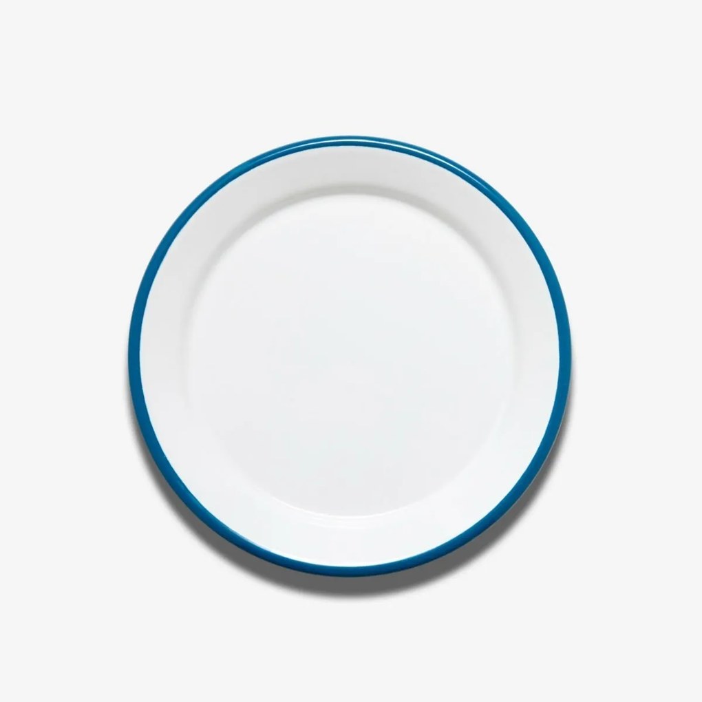 BORNN Velký smaltovaný talíř s modrou obrubou