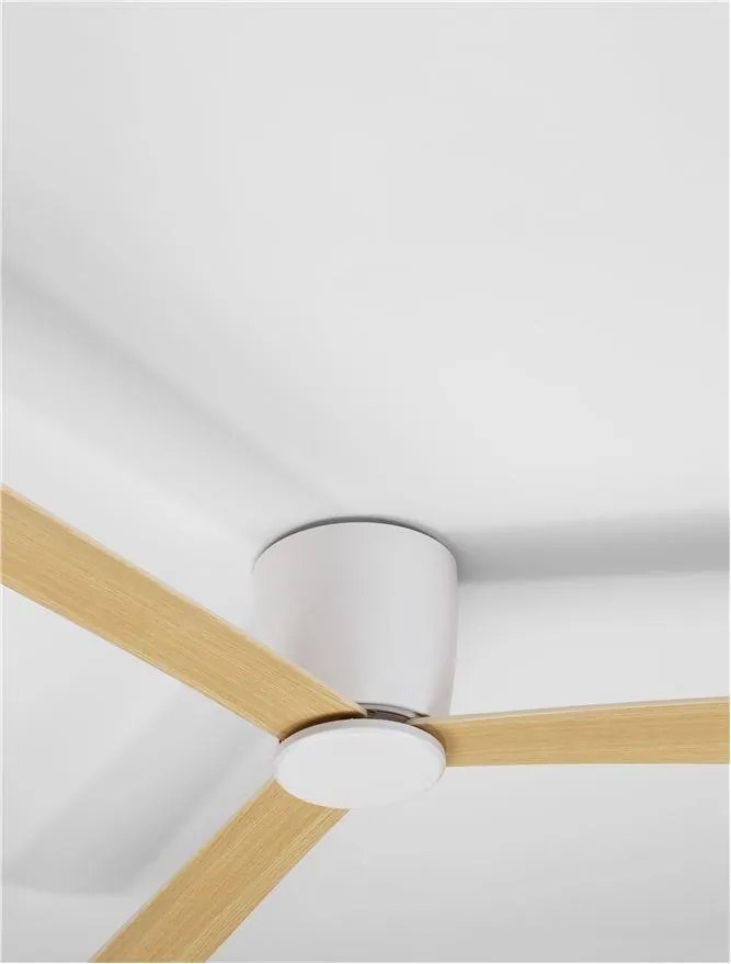 NV 9952335 Stropní ventilátor DELL tělo z hliníku dřevo a matná bílá 3ABS dřevěné listy - NOVA LUCE