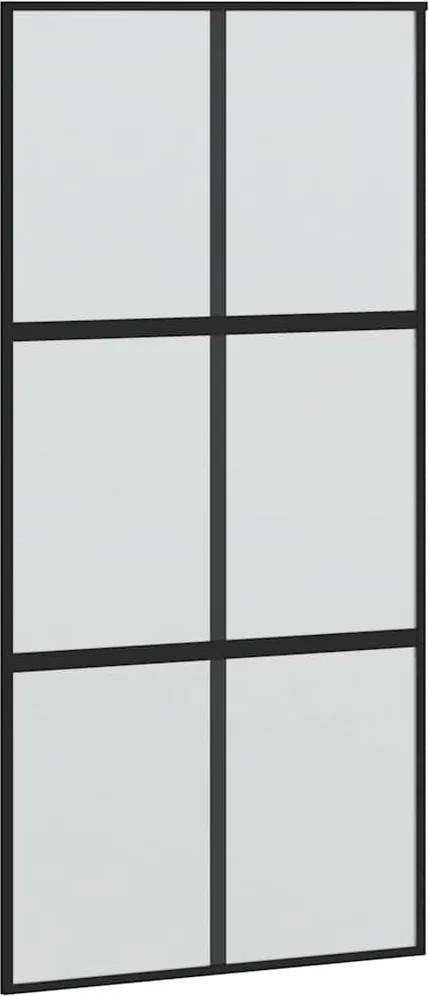 Posuvné dveře černé 102,5 x 205 cm tvrzené sklo a hliník 155209