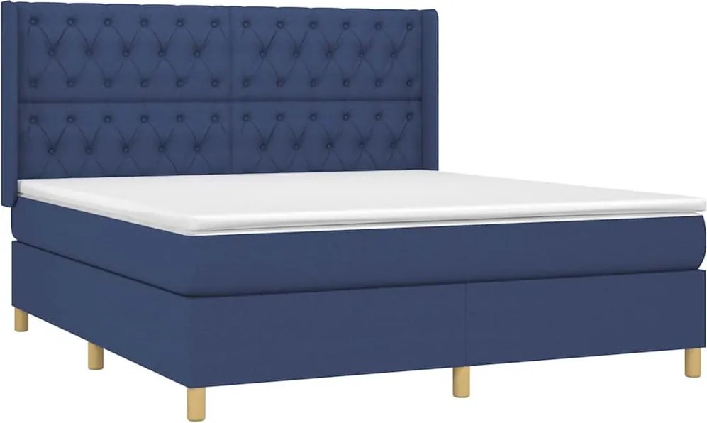 Box spring postel s matrací modrá 160x200 cm textil 3132247