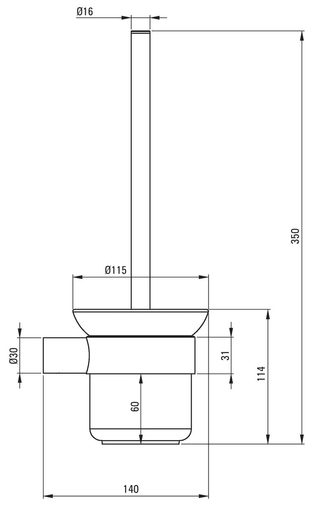 Deante Round příslušenství, nástěnný wc kartáč, chromová, ADR_0711