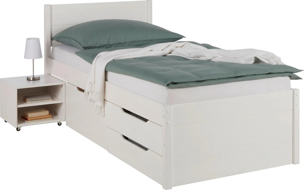 XXXLutz POSTEL S ÚLOŽNÝM PROSTOREM, 90/200 cm bílá Zandiara - Jednolůžkové postele - 000528046802