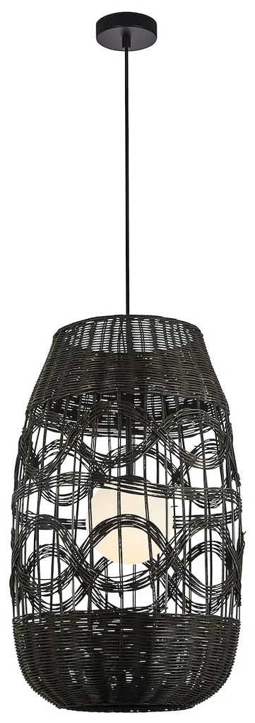 Závěsné svítidlo Arona, 1x černé ratanové stínítko, (fi 40cm), b