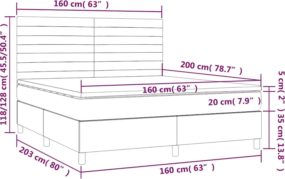 Box spring postel s matrací tmavě šedá 160x200 cm textil 3142426