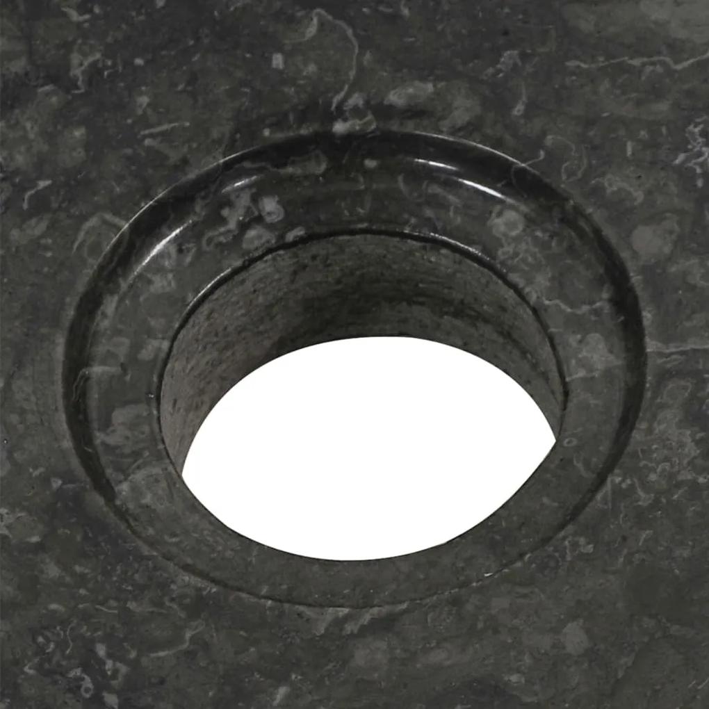 Koupelnová skříňka se 2 umyvadly - masivní teak | hlazený černý mramor
