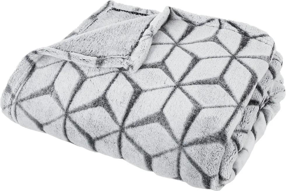 Teplá deka, přikrývka, deka s polyesteru, GEOMETRY 150 x 125 cm - šedá barva