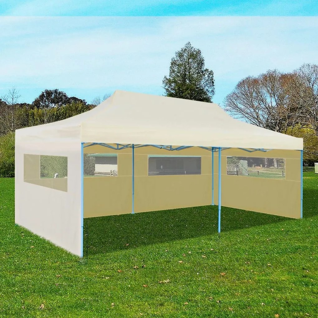 41582 vidaXL Krémový skládací nůžkový party stan 3 x 6 m