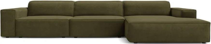 Khaki sametová modulární rohová pohovka (pravý roh/s lenoškou) Jodie – Micadoni