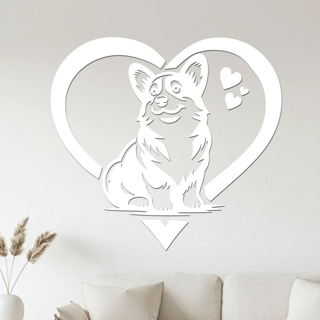 dřevo života Dřevěná dekorace Corgi láska Zvolte rozměr (cm): 40x37, Zvolte barvu dekoru: Černá