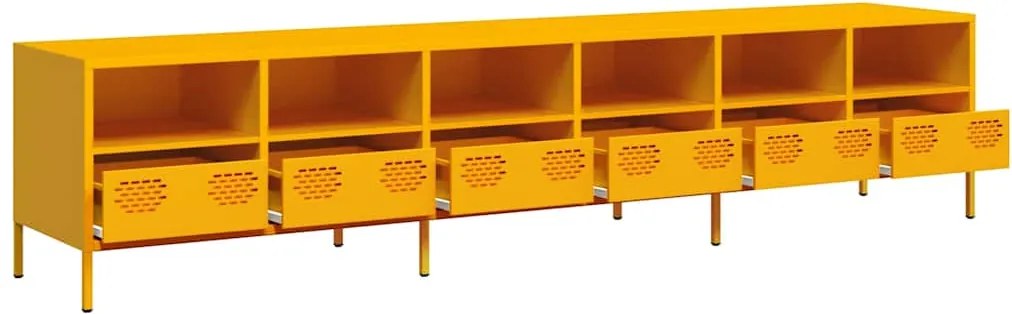 TV skříňka žlutá 202 x 39 x 43,5 cm ocel válcovaná za studena 3307158