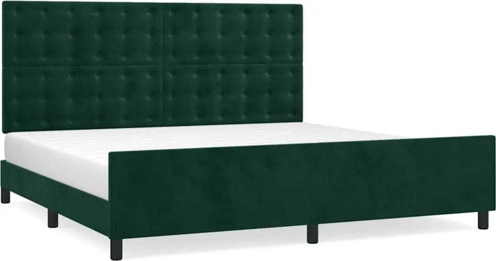 Rám postele bez matrace tmavě zelená 200 x 200 cm samet 3126022
