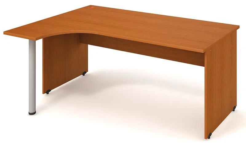 HOBIS Rohový kancelářský psací stůl UNI, kovová noha, 1800 x 1200 mm, pravý, třešeň