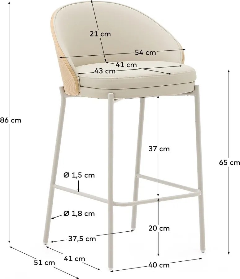 Béžová/v přírodní barvě barová židle (výška sedáku 65 cm) Eamy – Kave Home