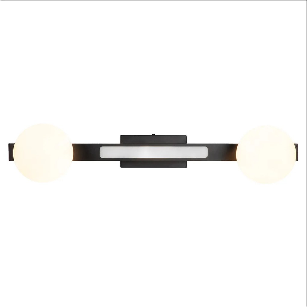 Nástěnné svítidlo Magnet1, 2x bílé skleněné stínítko + 1x LED 13W, b