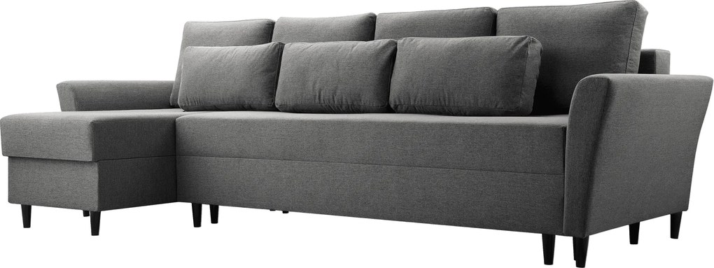 Rohová rozkládací sedací souprava do L REGO, 281 cm, s úložným prostorem Roh pohovky: Levý roh, Barva látky: Tmavě zelená (Kenya Forest)
