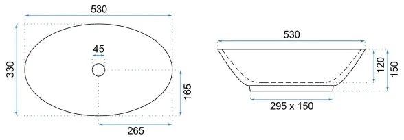 REA-U4603 - Umyvadlo na desku PAMELA 33x53 cm keramika/lesklá bílá