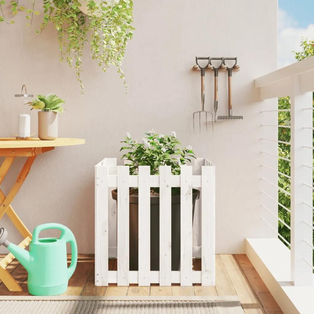 Zahradní truhlík plotový design bílý 60x60x60 cm masiv borovice - Default Title