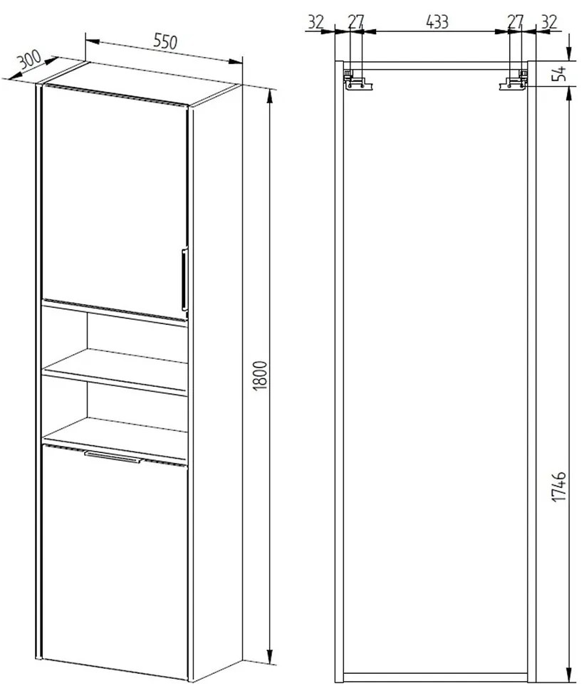 Mereo Mereo, Vigo, koupelnová skříňka vysoká s košem, 170 cm, CN333