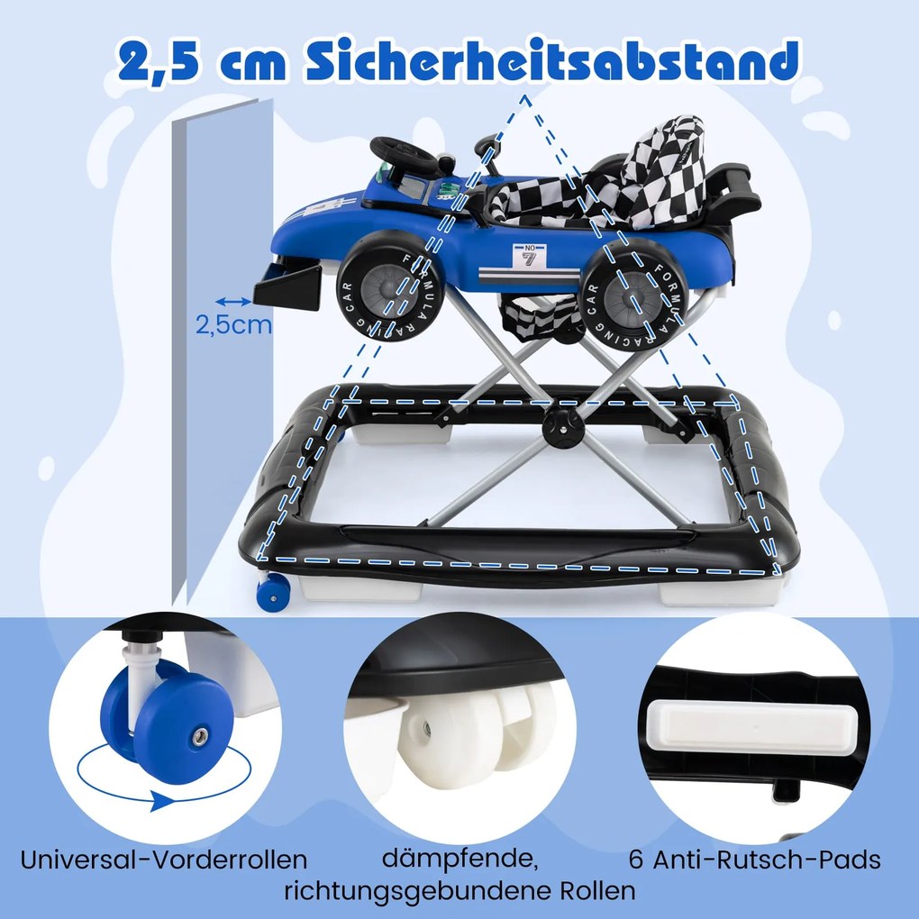 Costway Chodítko 4-in-1 s výškově nastavitelným 3 nastavitelným sedadlem, volant