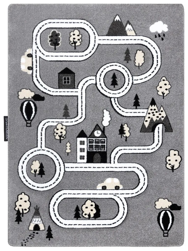Dywany Łuszczów, Dětský kusový koberec Petit Town streets grey, 160x220, šedá, dětský pokoj