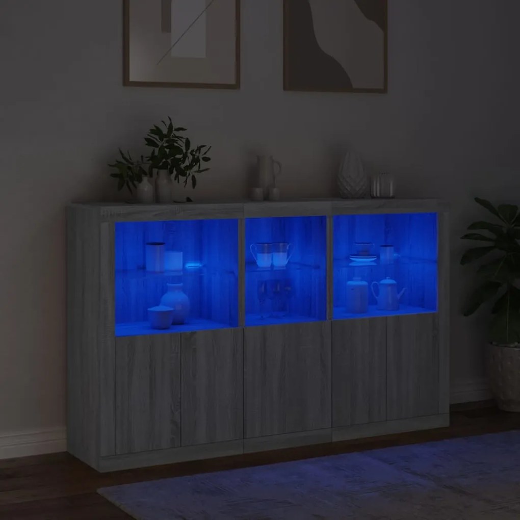 Příborník s LED osvětlením šedý sonoma 162 x 37 x 100 cm 3209147