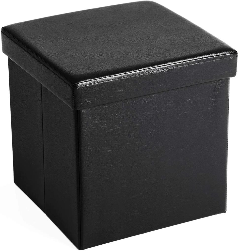 SONGMICS Úložný sedací box čalouněný skládací 38x38 cm černý