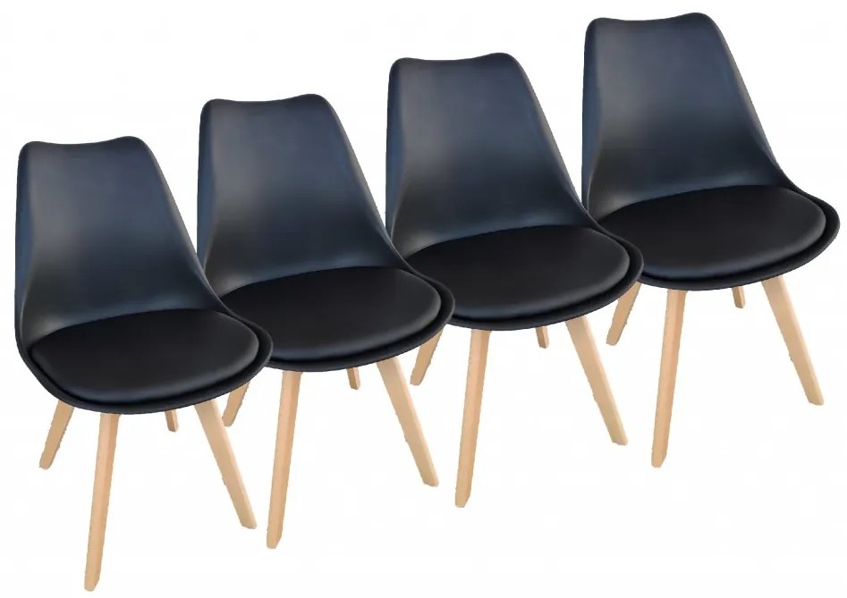 Ekspand Sada židlí černá skandinávský styl BASIC 3+1 ZDARMA