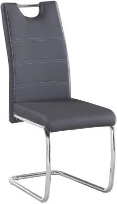 Jídelní židle, ekokůže tmavě šedá / chrom, Abira NEW
