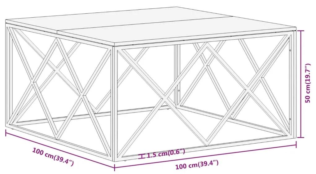 Konferenční stolek stříbrný nerezová ocel a pražcové dřevo
