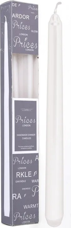 Večerní svíce – bílé 2 ks, 25 cm