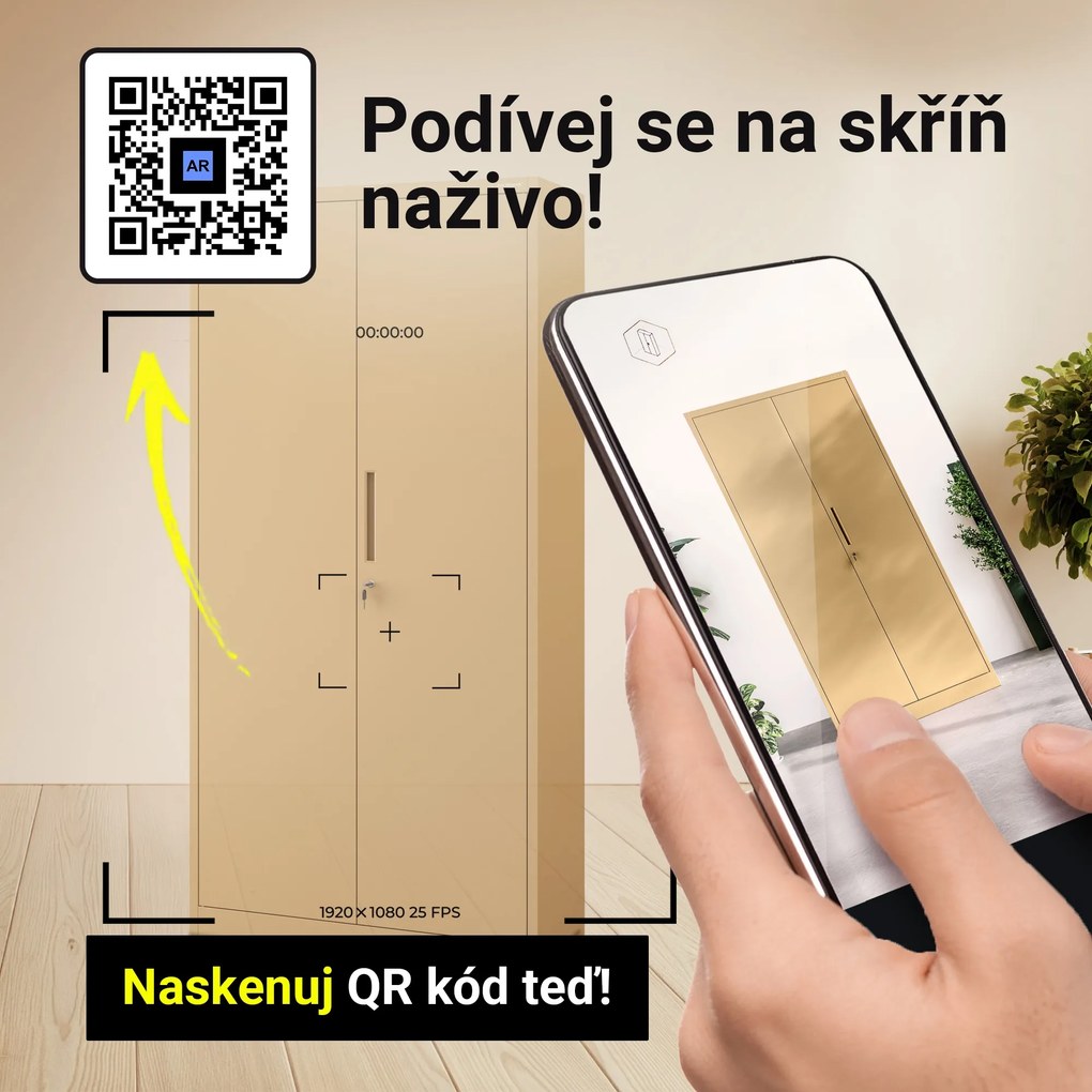 Kancelářská skříň na dokumenty se 4 policemi, béžová, 900x1850x400 mm: JAN Fresh Style