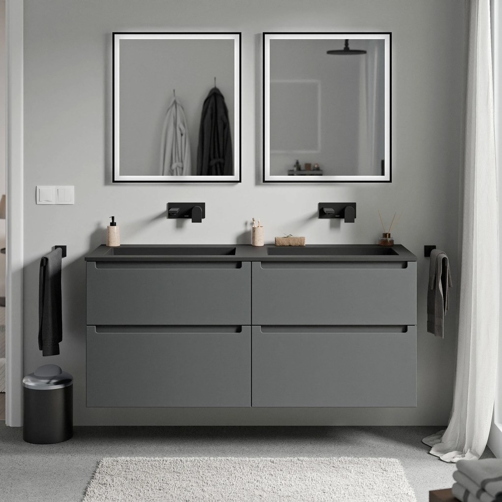 Koupelnová skříňka VIREO 140 cm s umyvadlem z minerálního odlitku BRUXELLES - možnost volby barvy