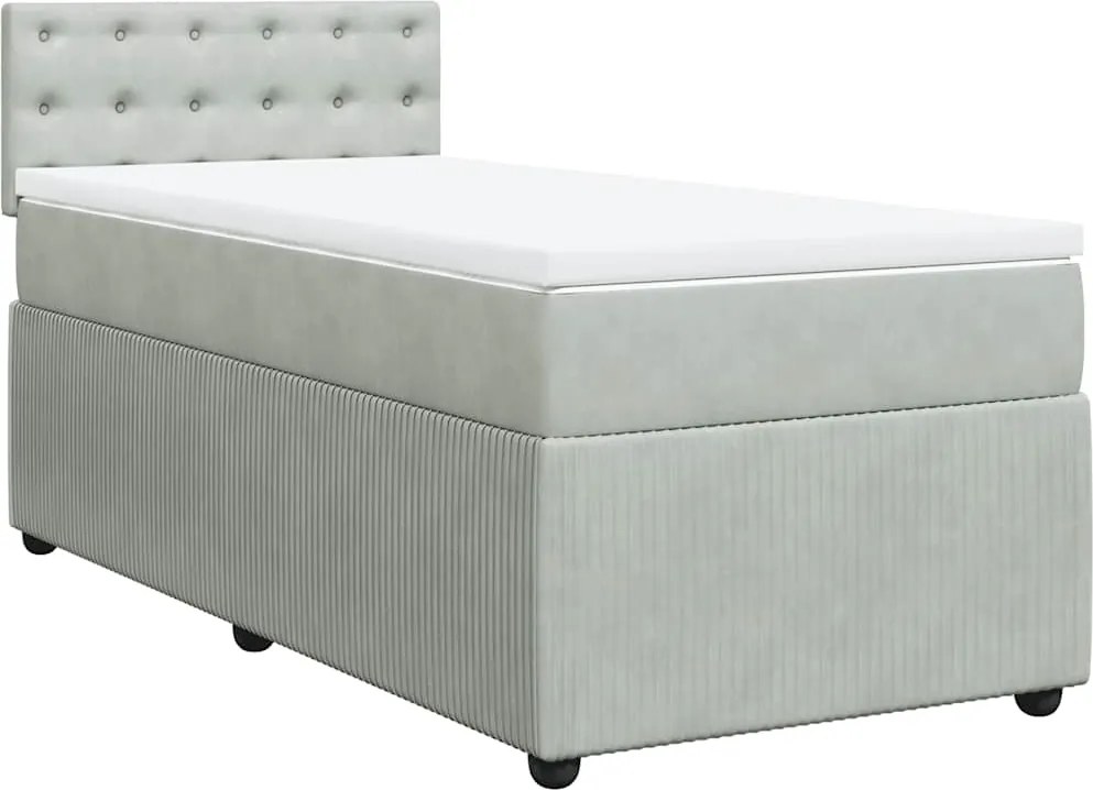 Box spring postel s matrací světle šedá 90x200 cm samet 3289938