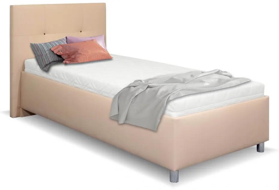 Čalouněná postel s úložným prostorem Crissy, 90x200, světle hnědá