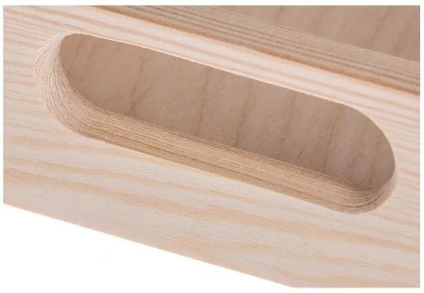 Dřevěný podnos hranatý s otvory po stranách - 35 x 25 cm