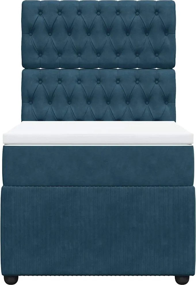 Box spring postel s matrací tmavě modrá 90x190 cm samet 3292224