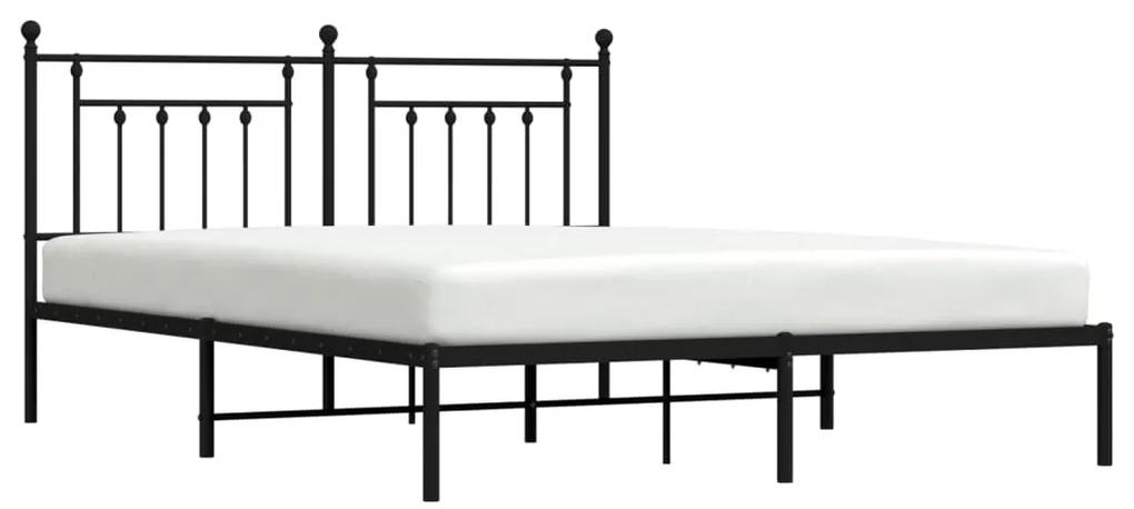 Kovový rám postele s čelem černý 160 x 200 cm,  353540