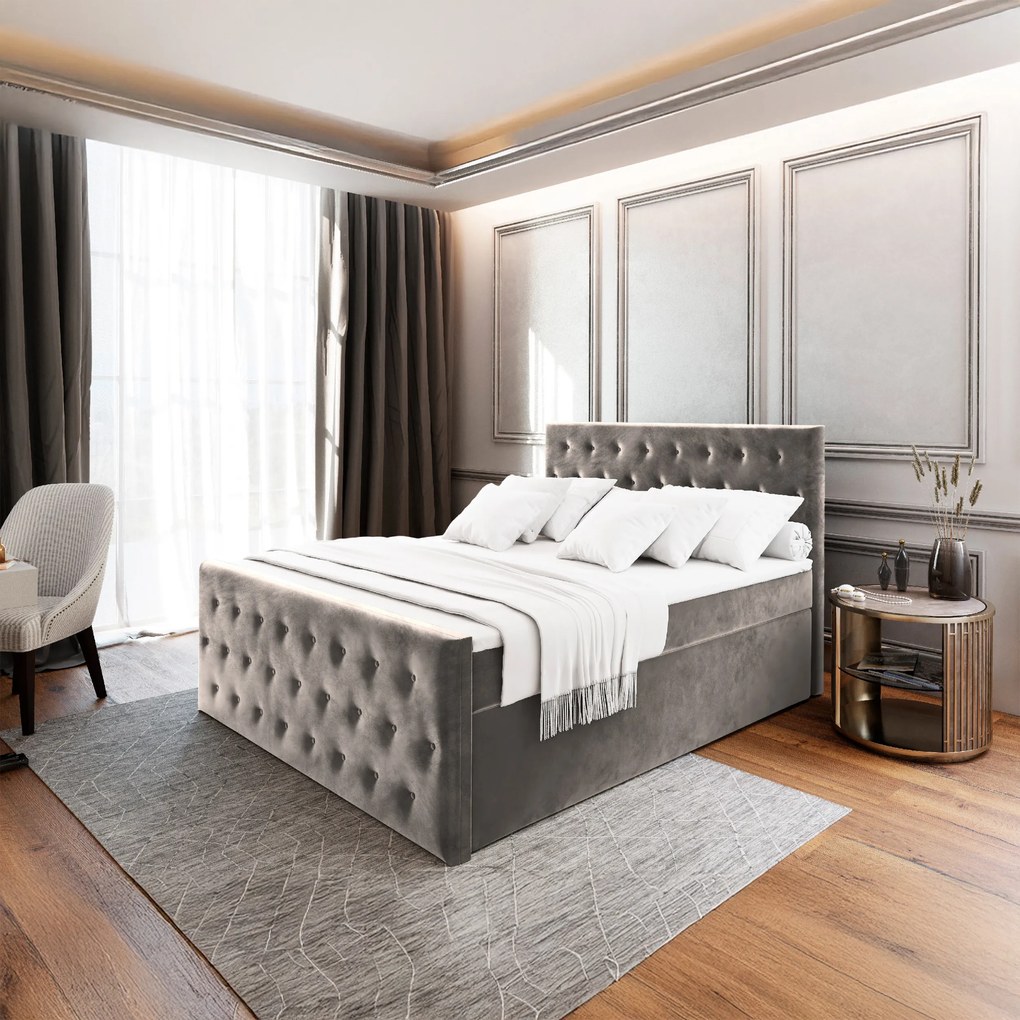 SFAB Kontinentální čalouněná postel FONT (180 x 200 cm) Barva látky: Modrá (Kronos 05)