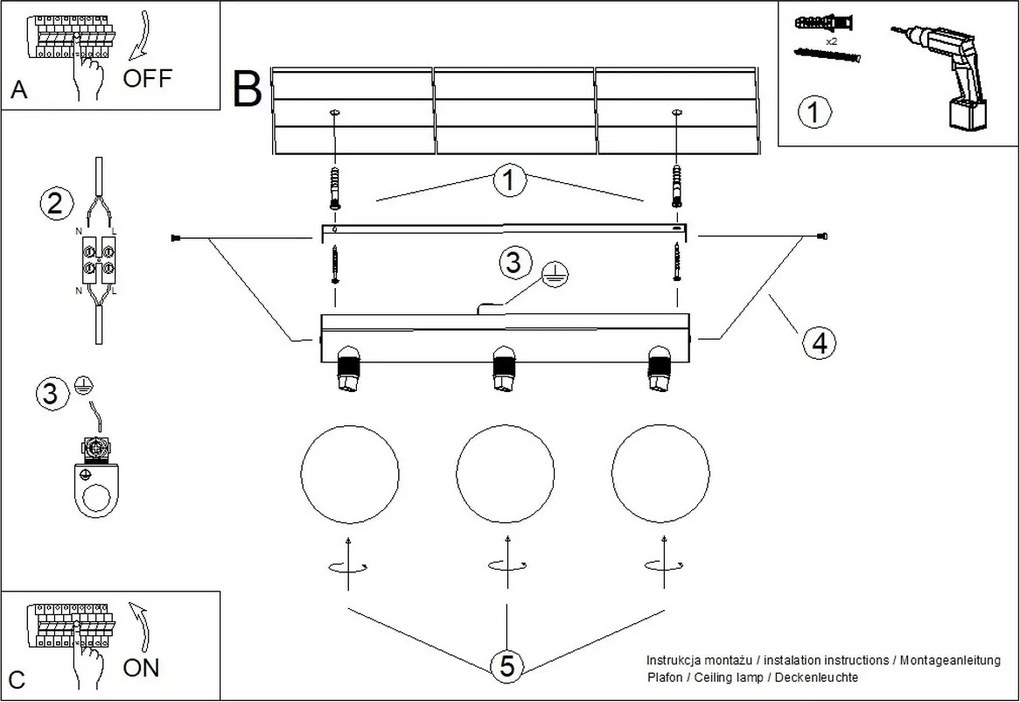 Sollux Lighting Stropní svítidlo YOLI 3 béžové