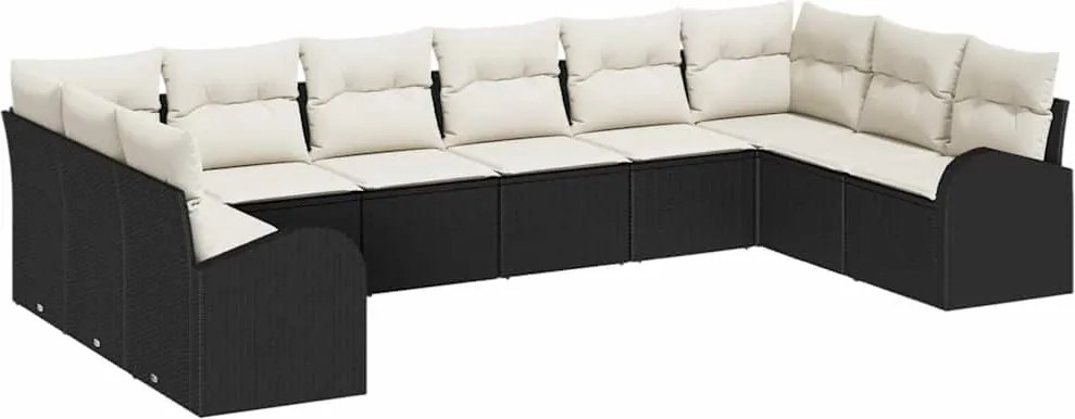 Set pohovek 10 ks Černá [Syntetický]: Polyratan 3346217
