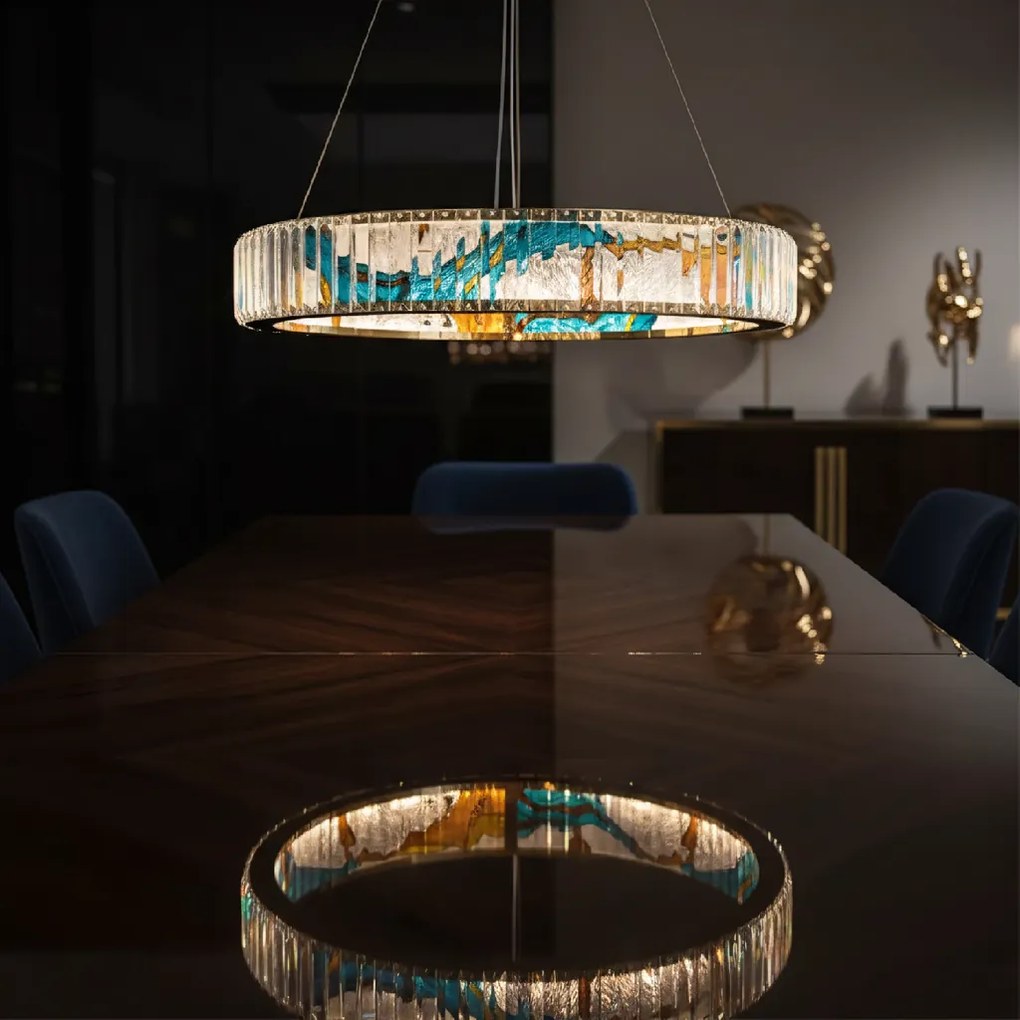 Toolight Toolight, LED stropní svítidlo 60cm + dálkové ovládání APP1748-CP, zlatá-průhledná, OSW-07894