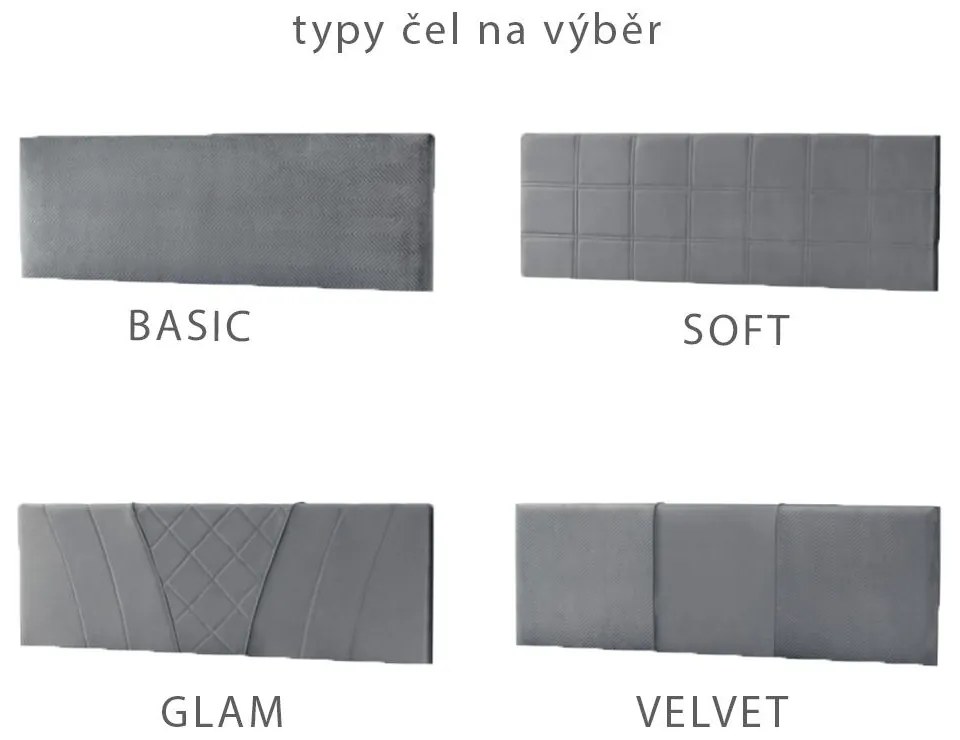 Manželská postel dvoulůžko BOXSPRING | 180x200 | VÝBĚR TKANINY A ČELA