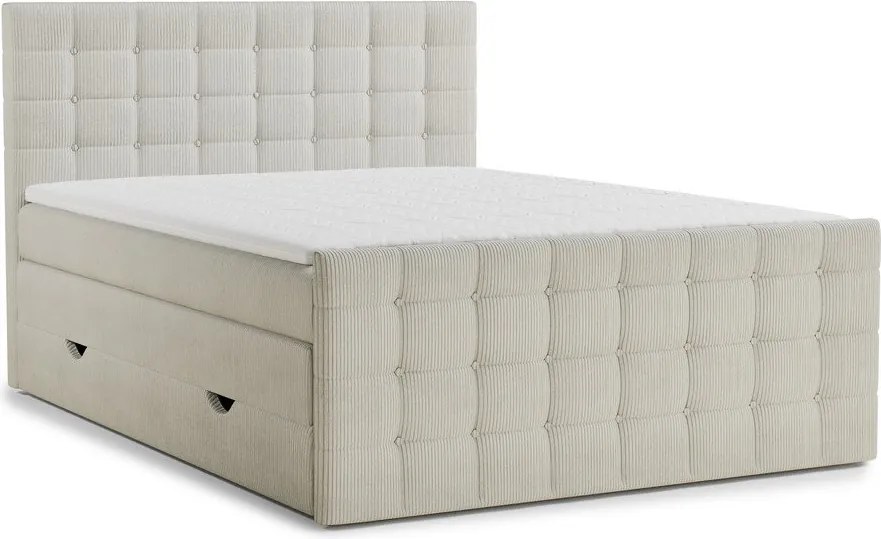 Krémová boxspring postel s úložným prostorem 200x200 cm Tasca – Maison de Rêve