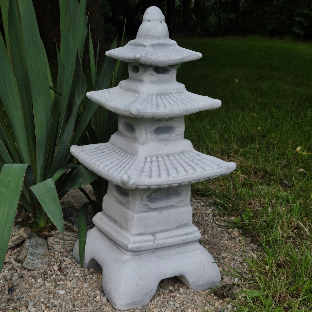 Japonská pagoda Betonová lampa Dekorativní zahradní figurka 14 kg 46 cm