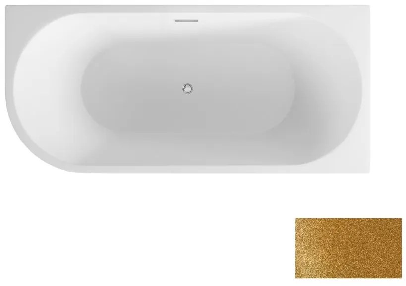 BESCO Volně stojící vana ZOYA Glam - zlatá Barva sifonu - Bílá, Rozměr vany - 170 × 80 cm, Způsob provedení - Levé VANZOYA170LWG1